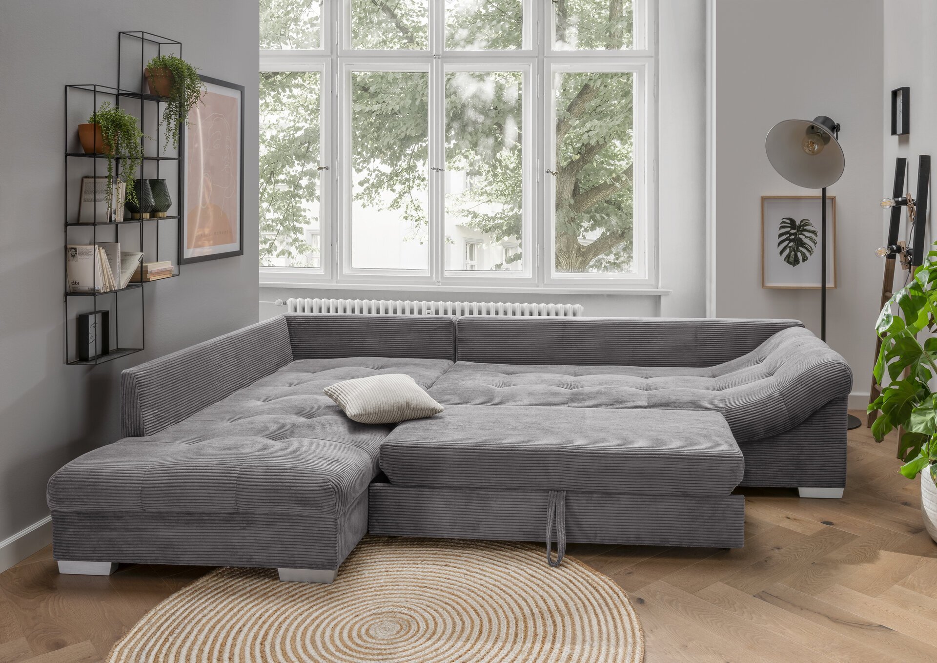 Ecksofa, Alvito | Grau | Ottomane links | 466081486000