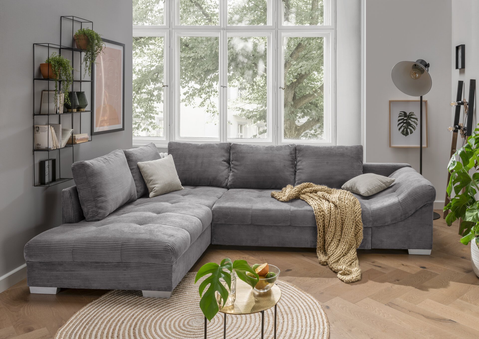 Ecksofa, Alvito | Grau | Ottomane links | 466081486000