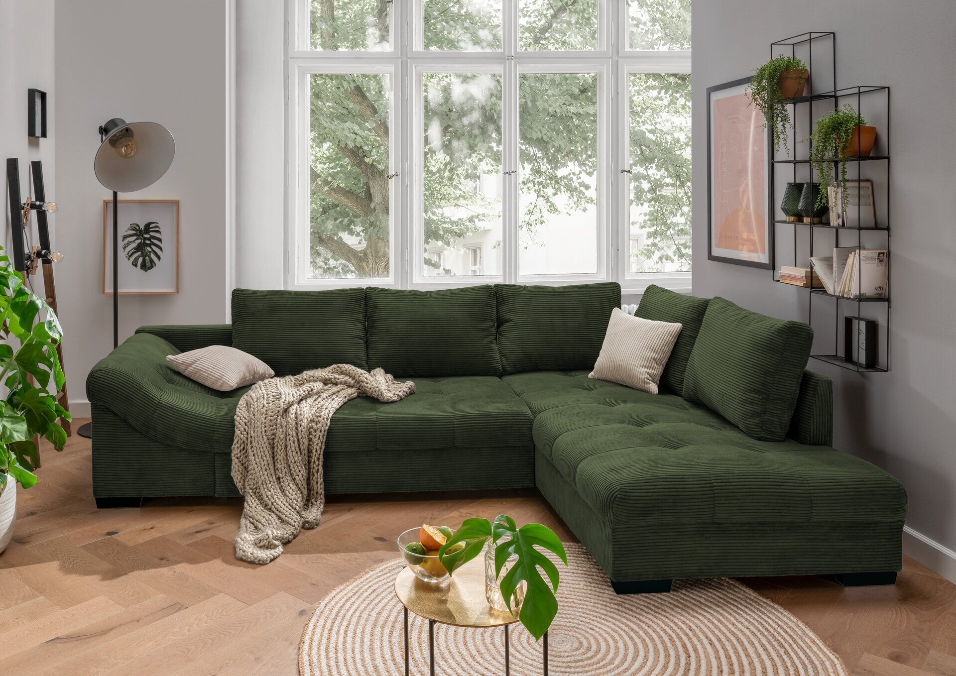 Ecksofa, Alvito | Dunkelgrün | Ottomane rechts | 466081482000