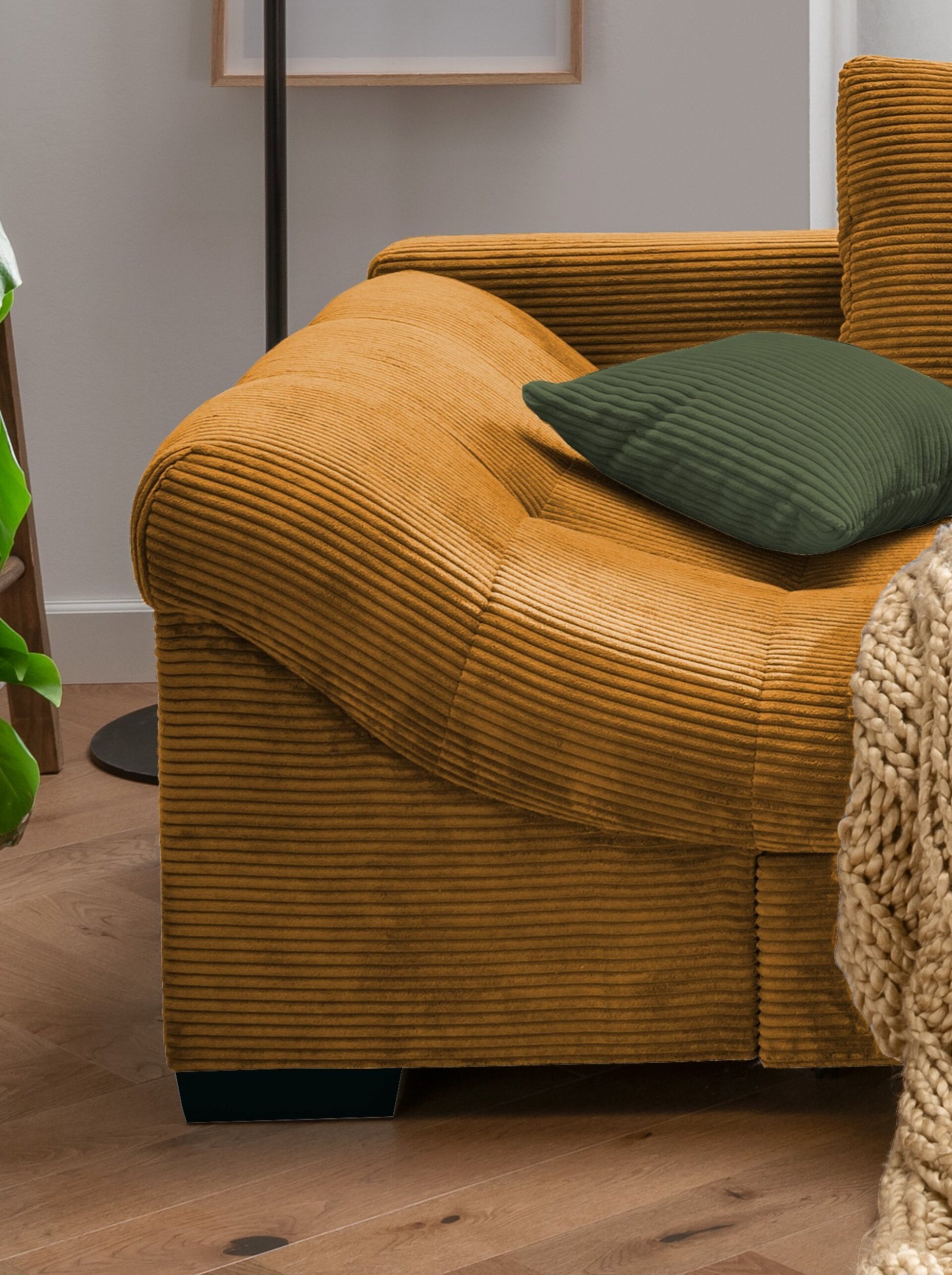 Ecksofa, Alvito | Goldfarben | Ottomane rechts | 466081483000