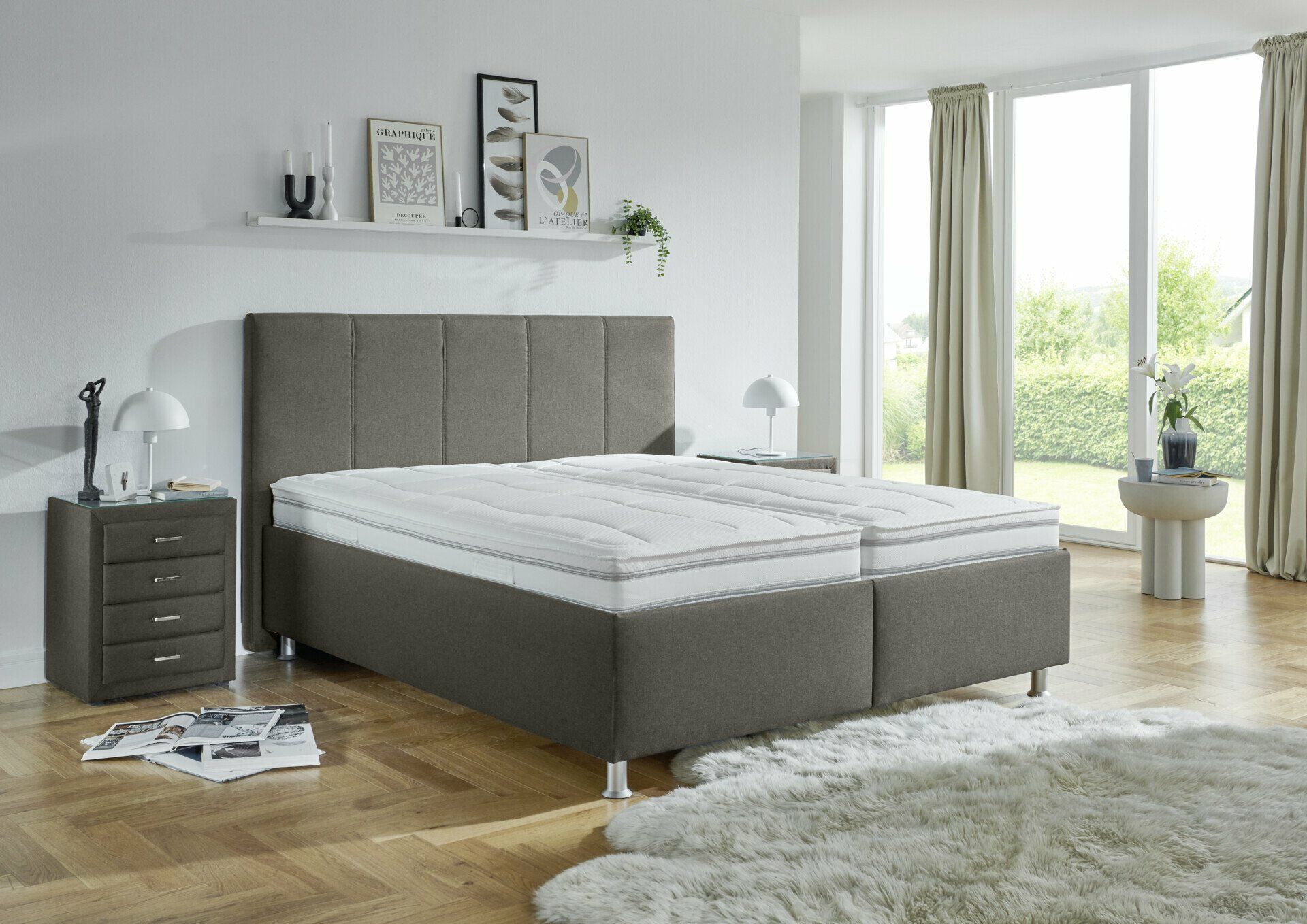 Polsterbett, Melina | Dunkelgrau | 200x200cm | 0000362500044