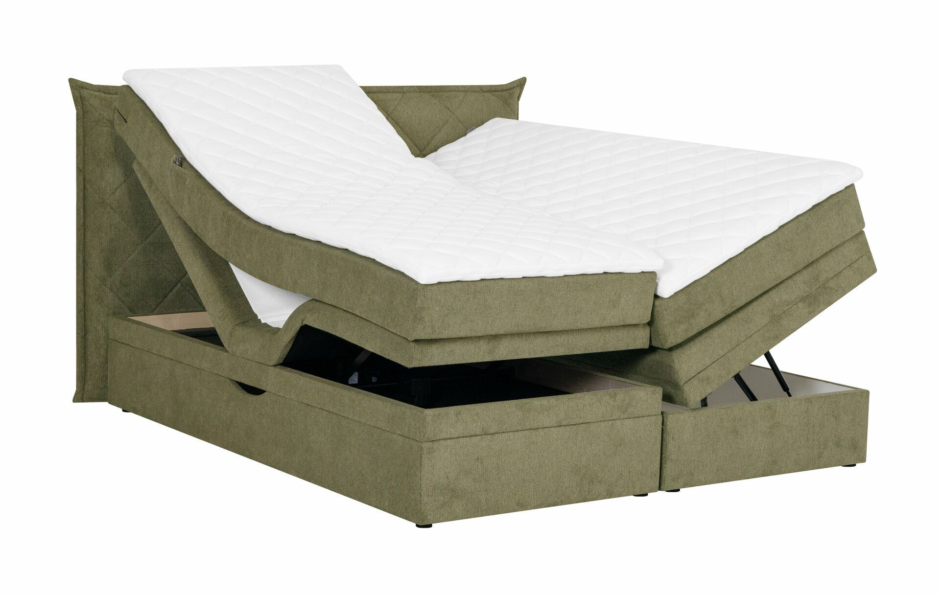 Boxspringbett, Casanova | Grün | 160x200 | H3+H4=fest ab ca.80kg+sehr ...